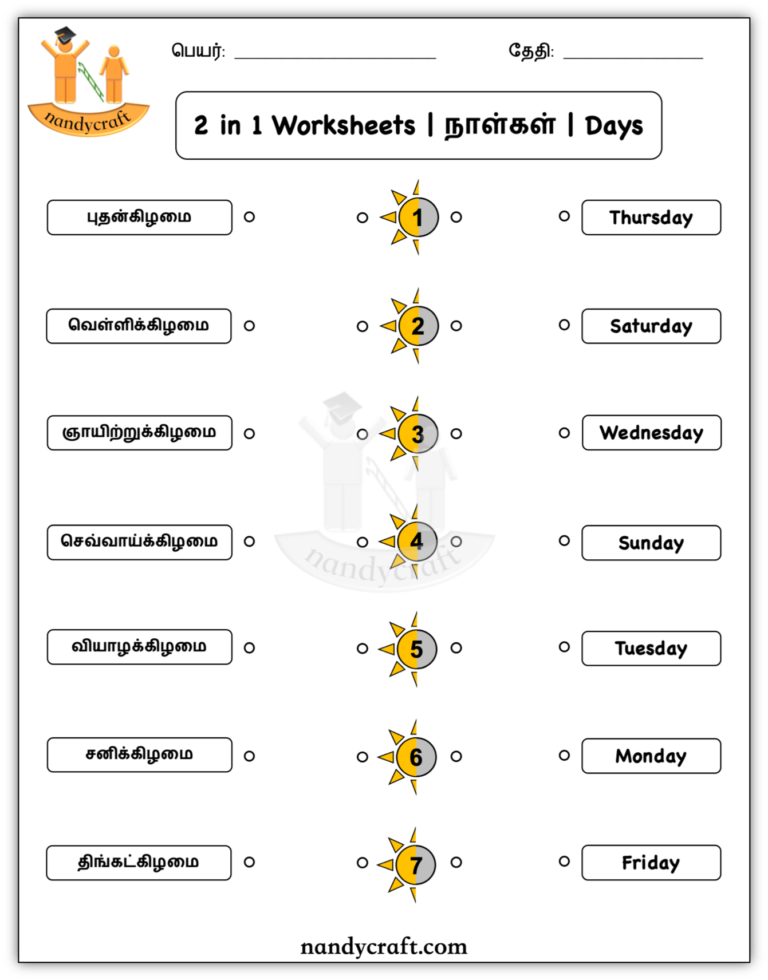 நாள்கள் | Days | 2 in 1 Worksheet | NandyCraft
